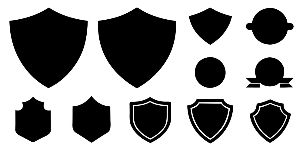 Gorgeous lovely shield badges art set Royalty Free Vector