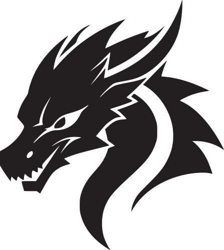 Black and white dragon head Royalty Free Vector Image