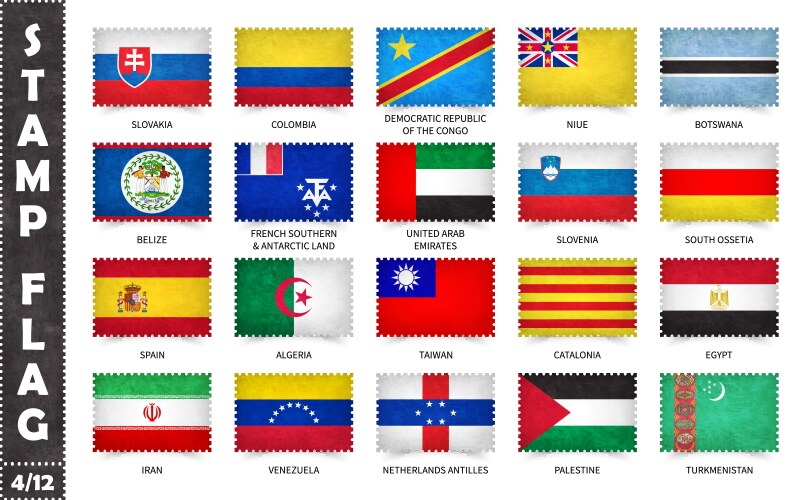 Simple color curved flags of different country Vector Image