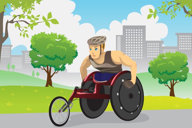 Wheelchair racing cartoon man Royalty Free Vector Image