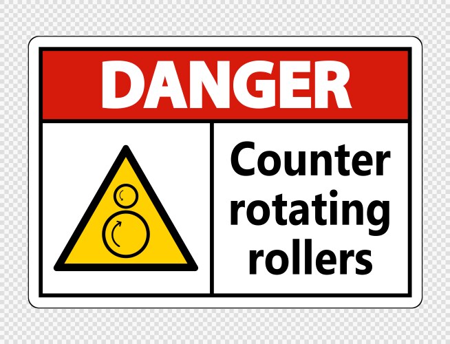 Danger counter rotating rollers sign Royalty Free Vector