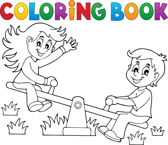 Coloring book kids theme 1 Royalty Free Vector Image