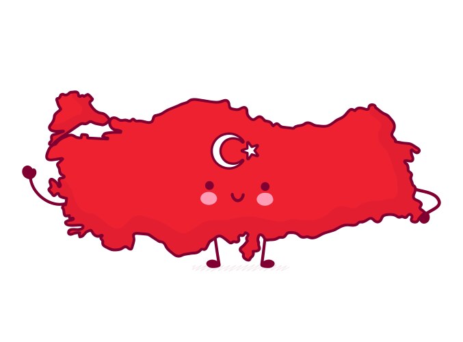 Cute happy funny turkey map and flag character Vector Image