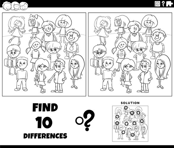 Differences activity with cartoon playful Vector Image