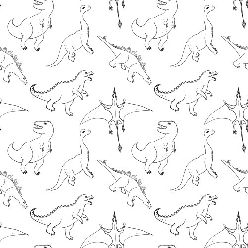Dino seamless pattern cute cartoon hand drawn Vector Image