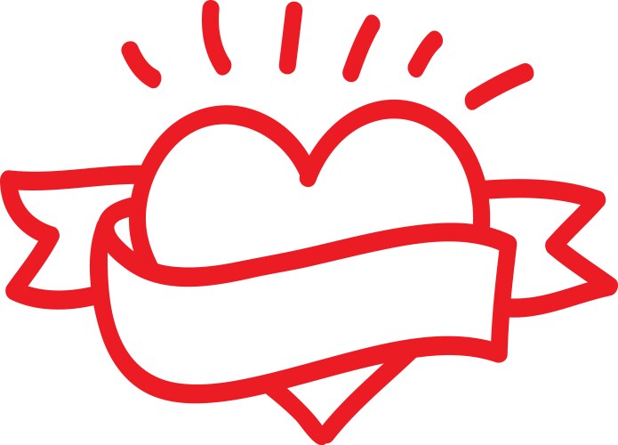 Heart with red ribbon Royalty Free Vector Image