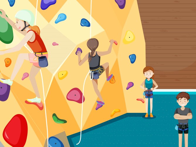 Indoor rock climbing gym Royalty Free Vector Image