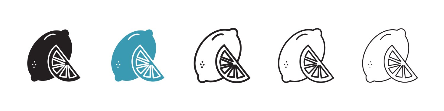 Lemon icon set slice citrus symbol Royalty Free Vector Image