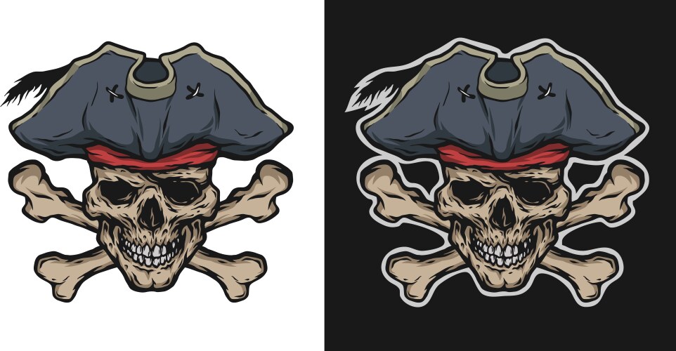 Pirate skull and crossbones Royalty Free Vector Image