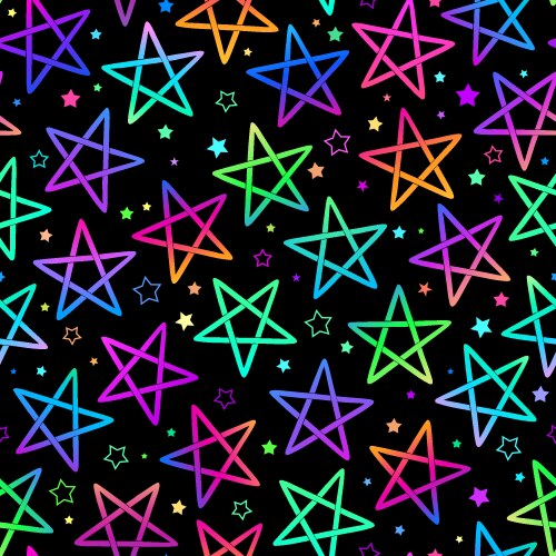 Neon star geometric seamless pattern Royalty Free Vector