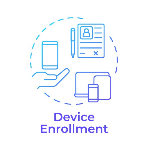 Device enrollment soft blue concept icon Vector Image