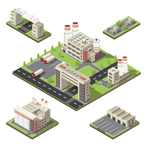 Industrial building and factory architecture Vector Image