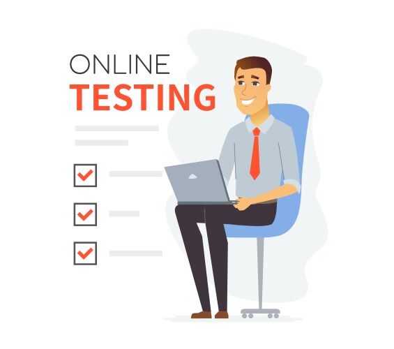 Employee working computer at office flat cartoon Vector Image