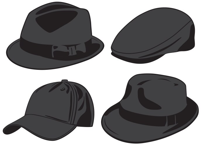 Set caps front back and side view Royalty Free Vector Image