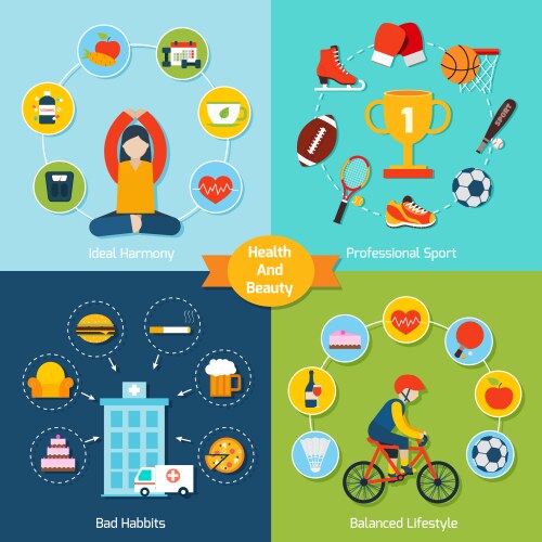 Guide to healthy lifestyle infographics Royalty Free Vector