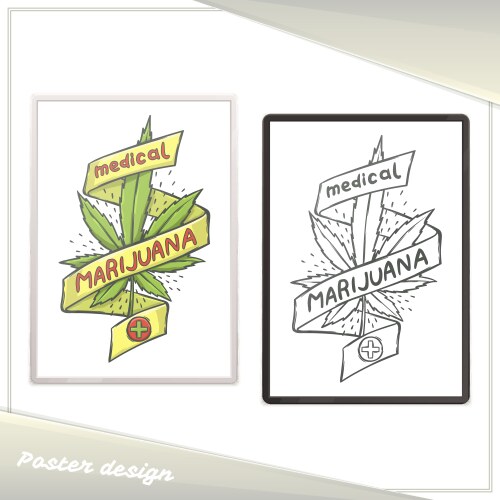 Medical marijuana logo black four Royalty Free Vector Image