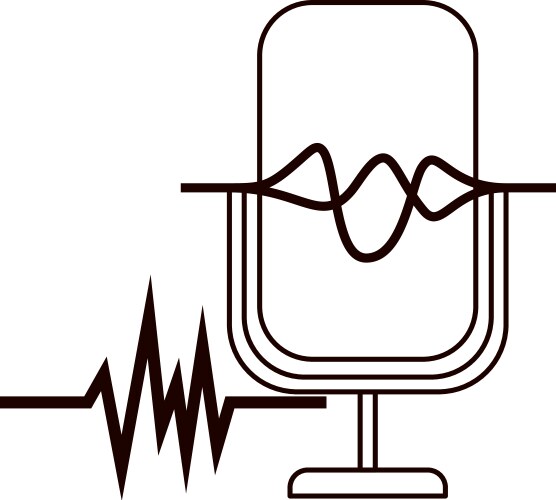 Microphone with sound wave isolated icon Vector Image