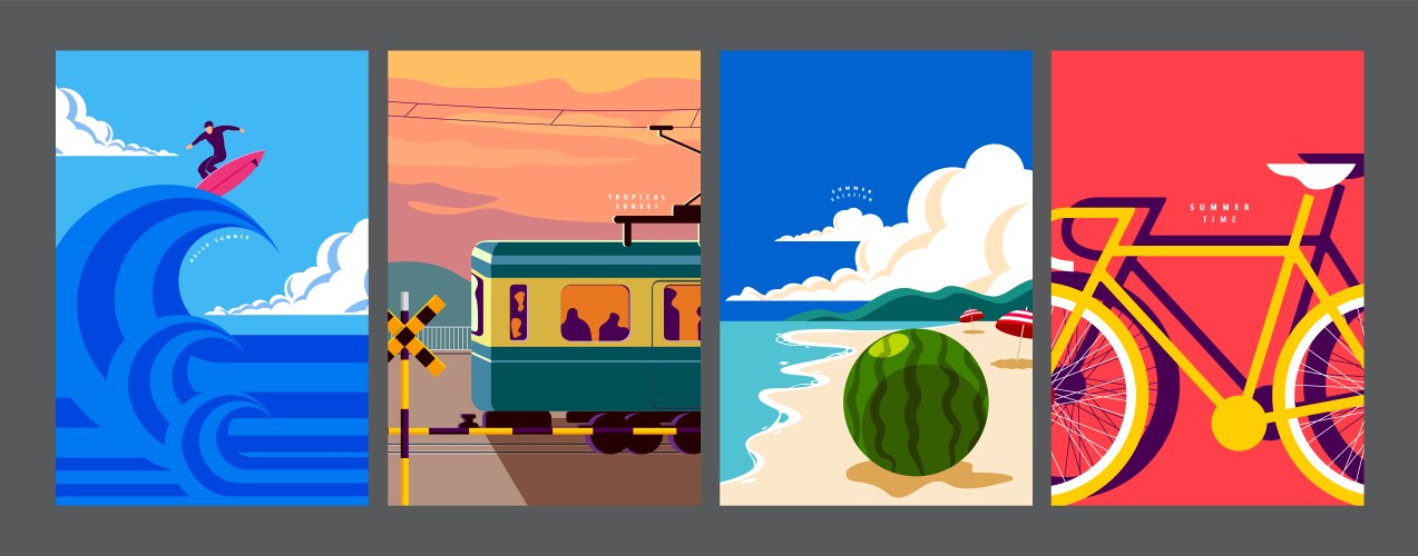 Summer layout set colorful flat design minimal Vector Image