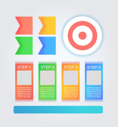 Circular target with blue flags infographic chart Vector Image