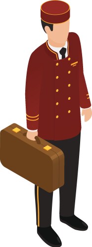 Cartoon porter transporting fridge by cart poster Vector Image