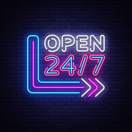Number seven symbol neon sign seventh Royalty Free Vector