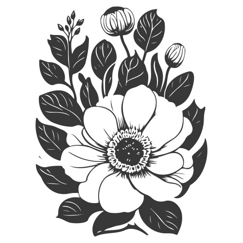 Tumpal flower pattern outline sketch Royalty Free Vector