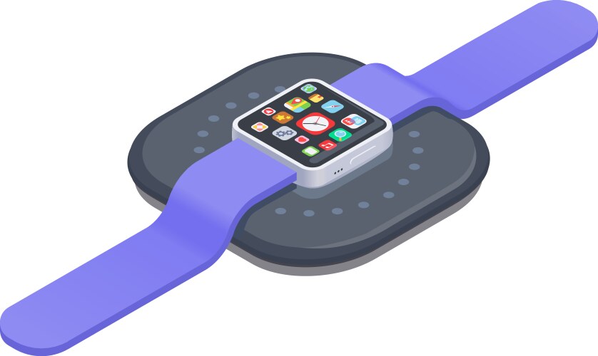 Smartwatch showing time and heart rate on screen Vector Image