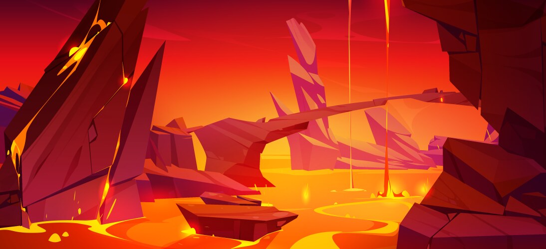 Fantasy rpg game volcano cave portal background Vector Image