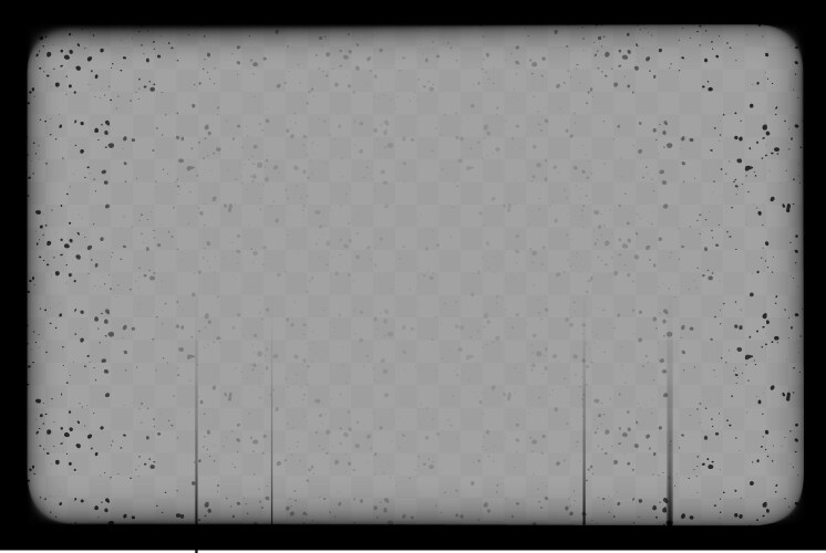 Old cinematic frame overlay texture on transparent