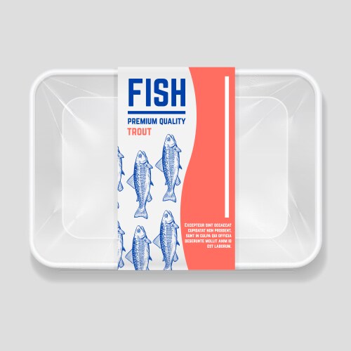 Salmon fish package mockup set realistic Vector Image