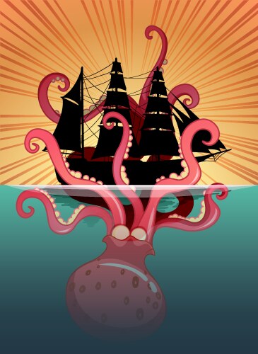 Monster Kraken Color Royalty Free Vector Image