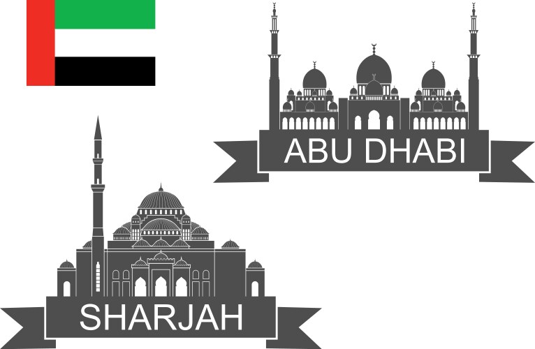 Uae united arab emirates flat icons design Vector Image
