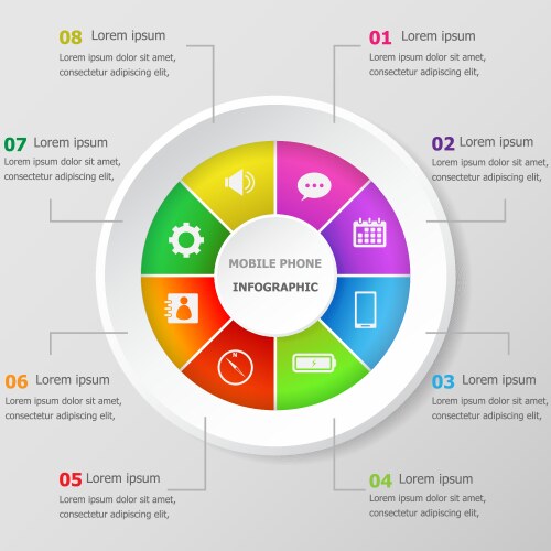 Mobile phone infographic Royalty Free Vector Image