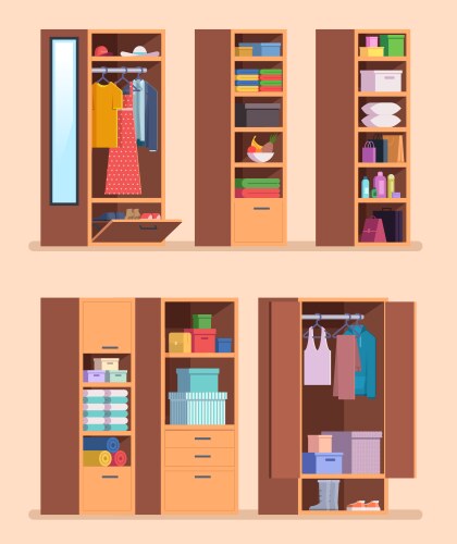 Open wardrobe with clothes Royalty Free Vector Image