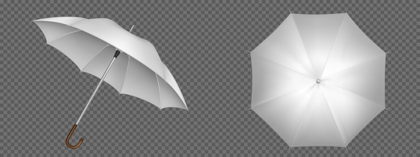 Realistic white umbrella front and top view Vector Image