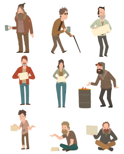 Homeless man with sign Royalty Free Vector Image