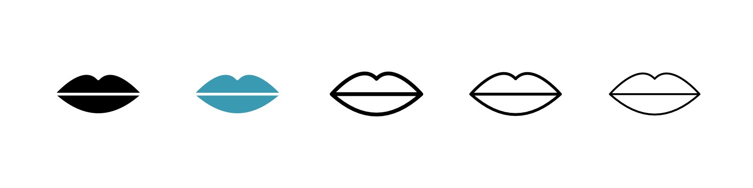 Lips icon set kiss shape silhouette lipstick mark Vector Image