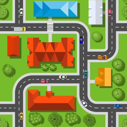 City top view town map seamless pattern Royalty Free Vector