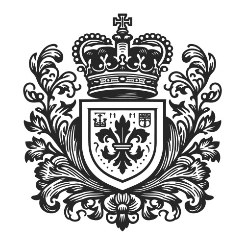 Vintage heraldic crest crown flourishes Royalty Free Vector