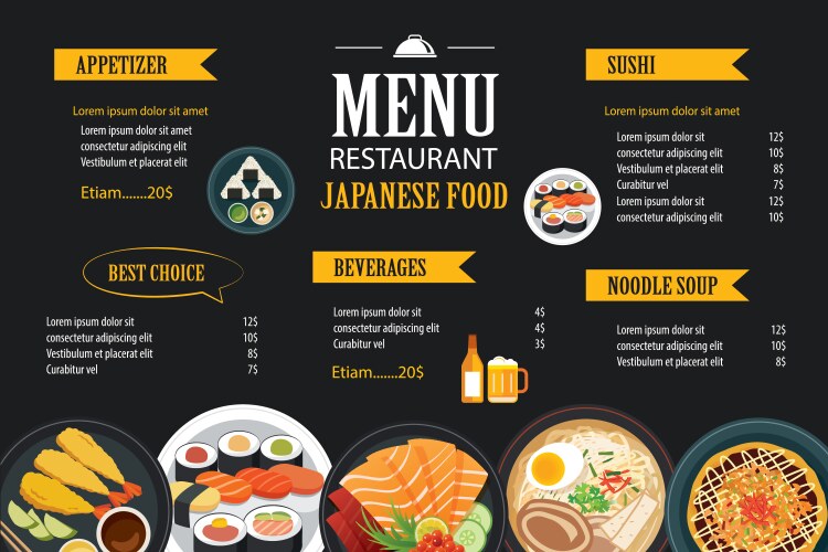 Lunch menu restaurant design Royalty Free Vector Image