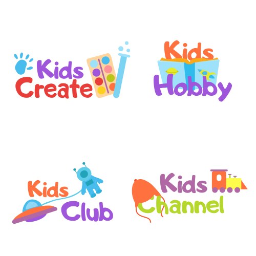 Kids logo set collection of club Royalty Free Vector Image