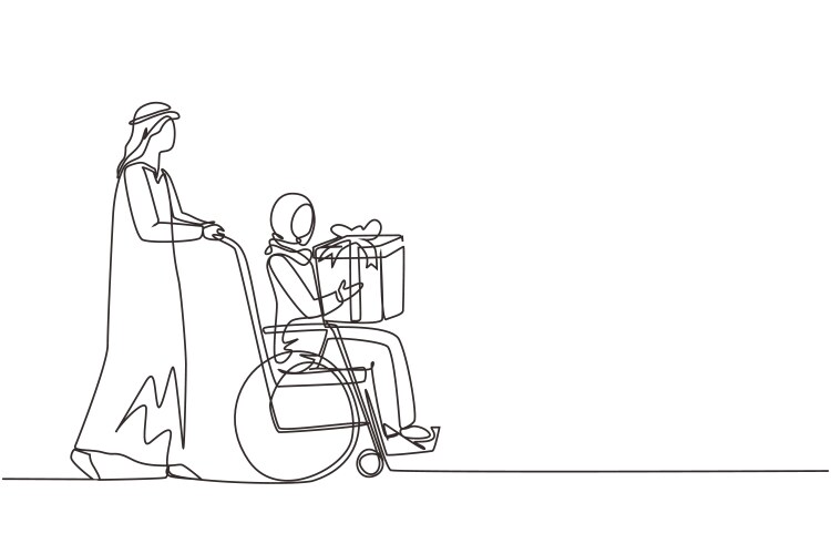 Single continuous line drawing male caregiver Vector Image