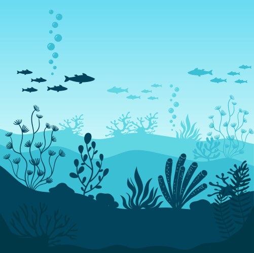 Underwater seabed deep ocean seascape undersea Vector Image