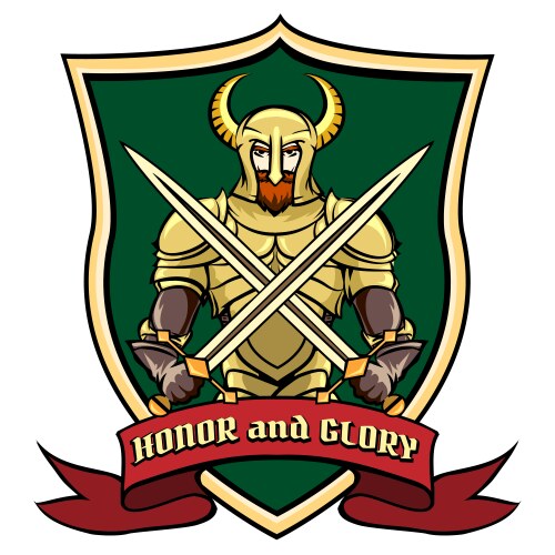 Warrior on shield label Royalty Free Vector Image