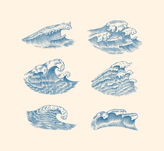 Wave labels logos set of atlantic tide templates Vector Image