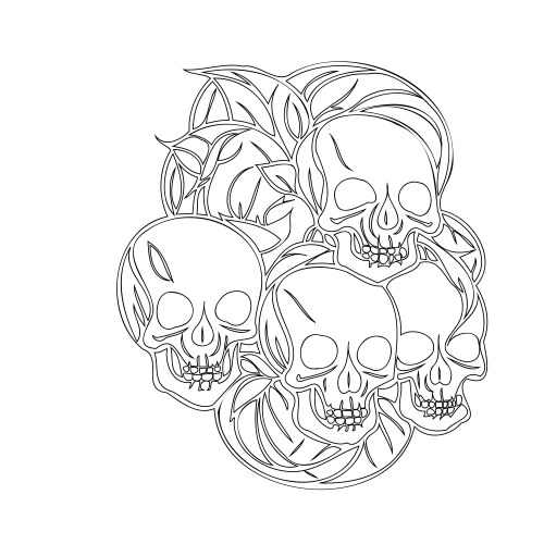 Decorative skulls outline sketch Royalty Free Vector Image