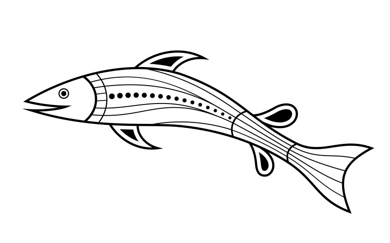 Fish aboriginal art style Royalty Free Vector Image