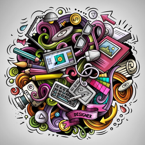 Cartoon doodles art and design Royalty Free Vector Image