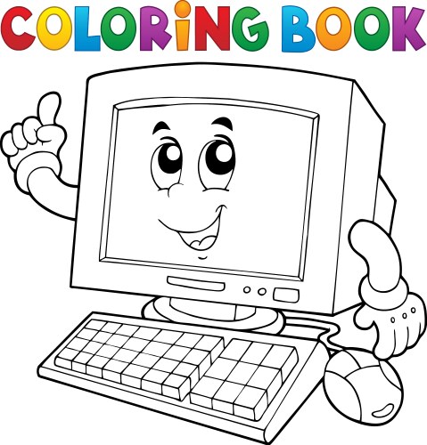 Coloring book computer doctor theme 1 Royalty Free Vector