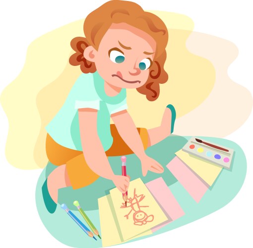 Smiling girl with test paper mark Royalty Free Vector Image